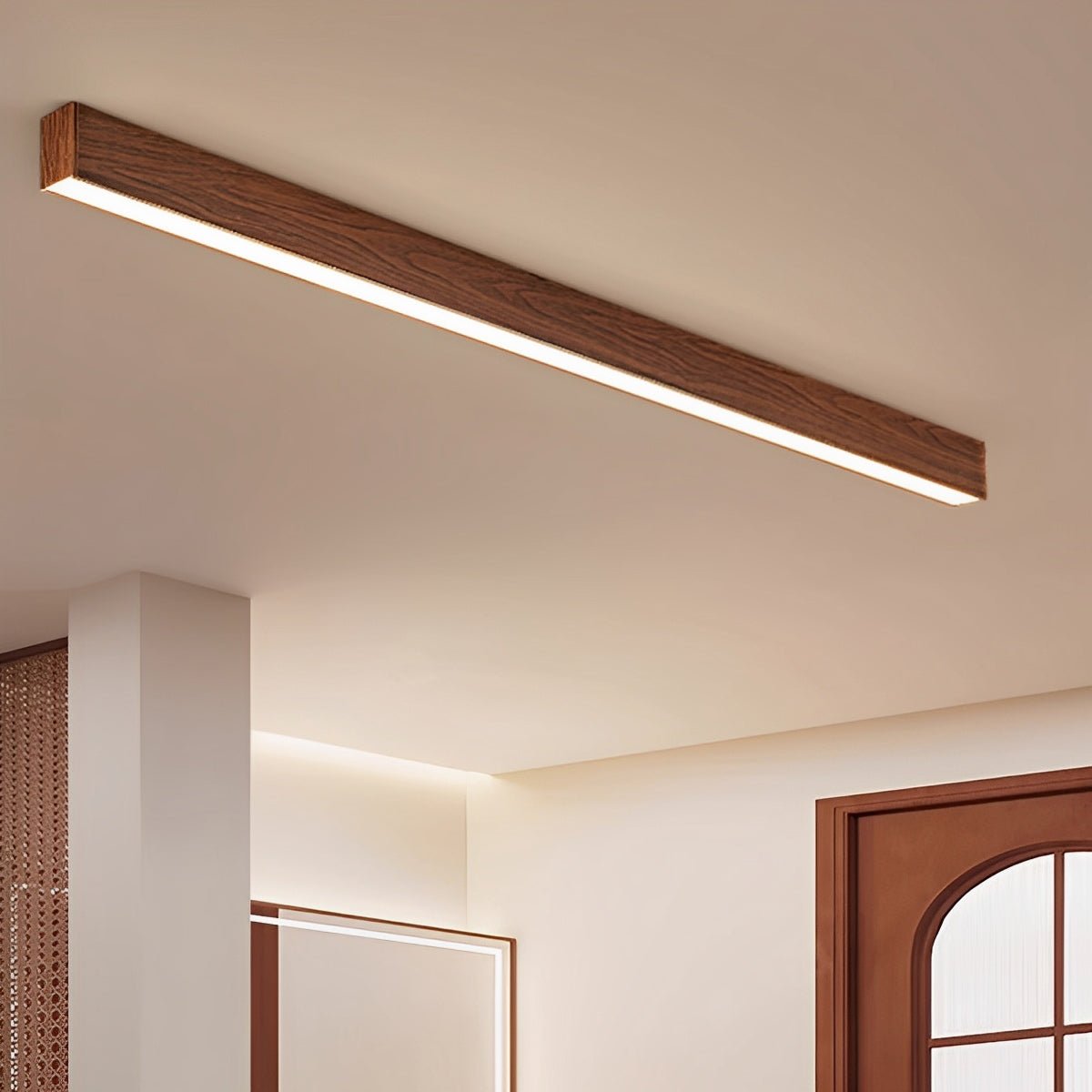 Modern Minimalist Long Strip Wood Grain LED Ceiling Light – Flyachilles