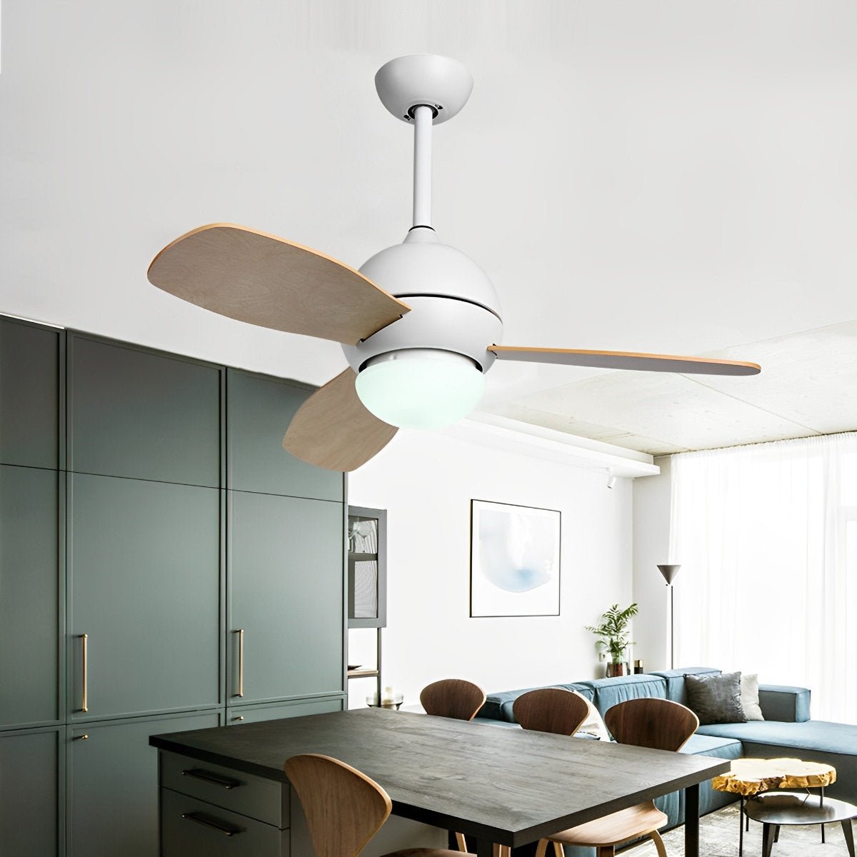 Nordic Cute Child Minimalist LED Ceiling Paddle Fan with Remote Control ...