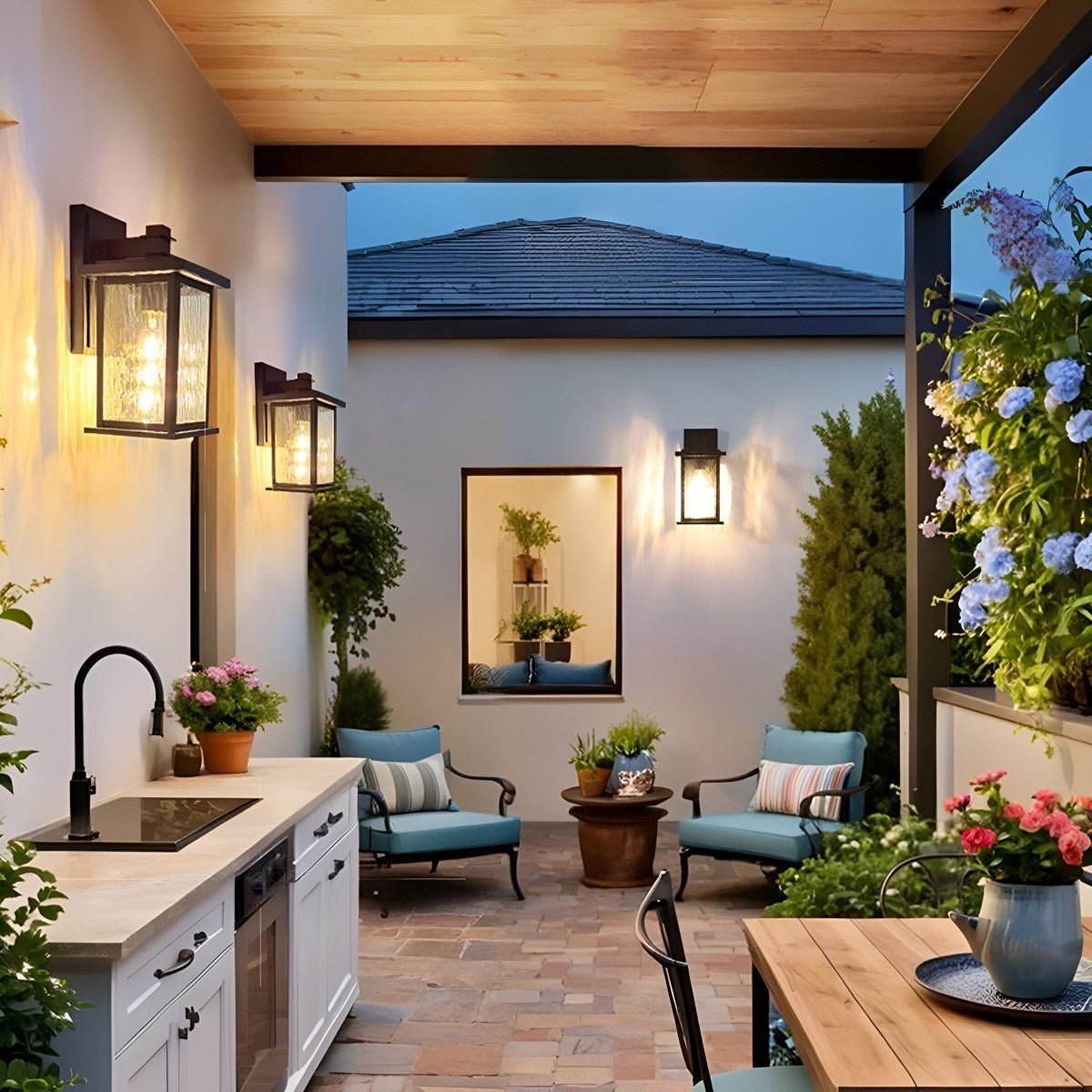 Solar Rustic Rectangular Waterproof Outdoor LED Porch Wall Lamp Wall ...