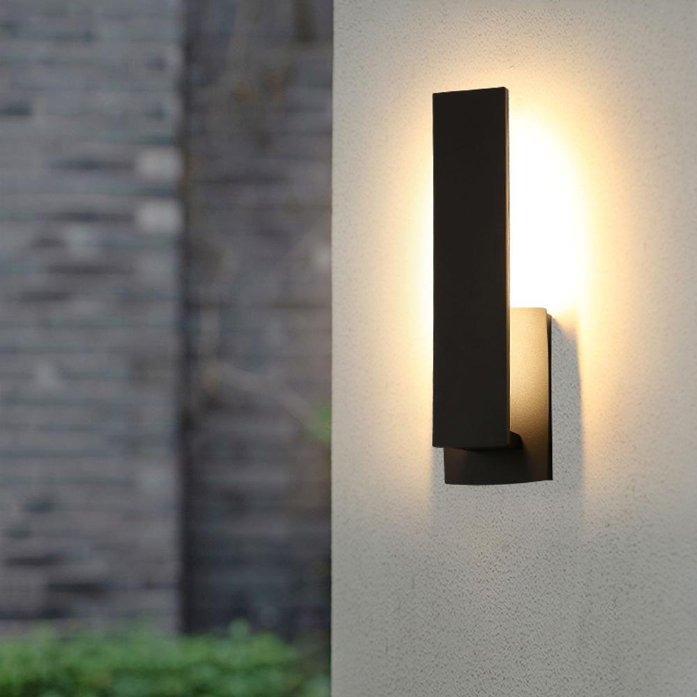 Modern Minimalist Waterproof Rectangle Black LED Outdoor Wall Sconces ...
