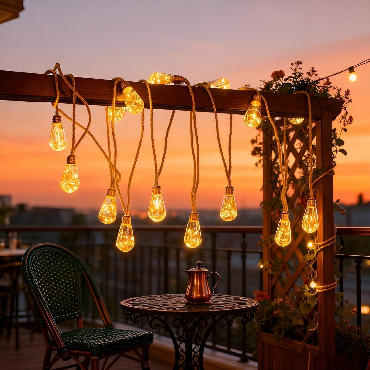 Retro Waterproof Solar 31ft 20 LED Filaments Outdoor String Lights ...